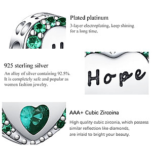 TIZU 925 Sterling Silver May Birthstone Charms for Pandora Bracelet Love Heart Beads Charm Happy Birthday Mother's Day Christmas Jewelry Gift for Women