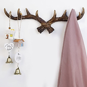 Wall Mount Hook,Coat Rack Wall Mounted,Retro Antlers Hook Decoration Wall Mount Hook Heavy Duty Hanger Towel Rack Light Color