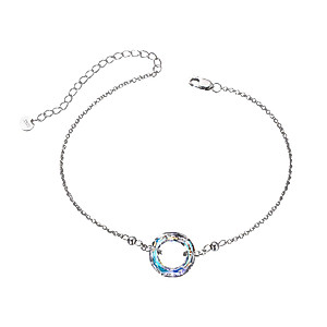 AOBOCO Sterling Silver Bracelet for Friends Female Womens Crystal Bracelet Gifts