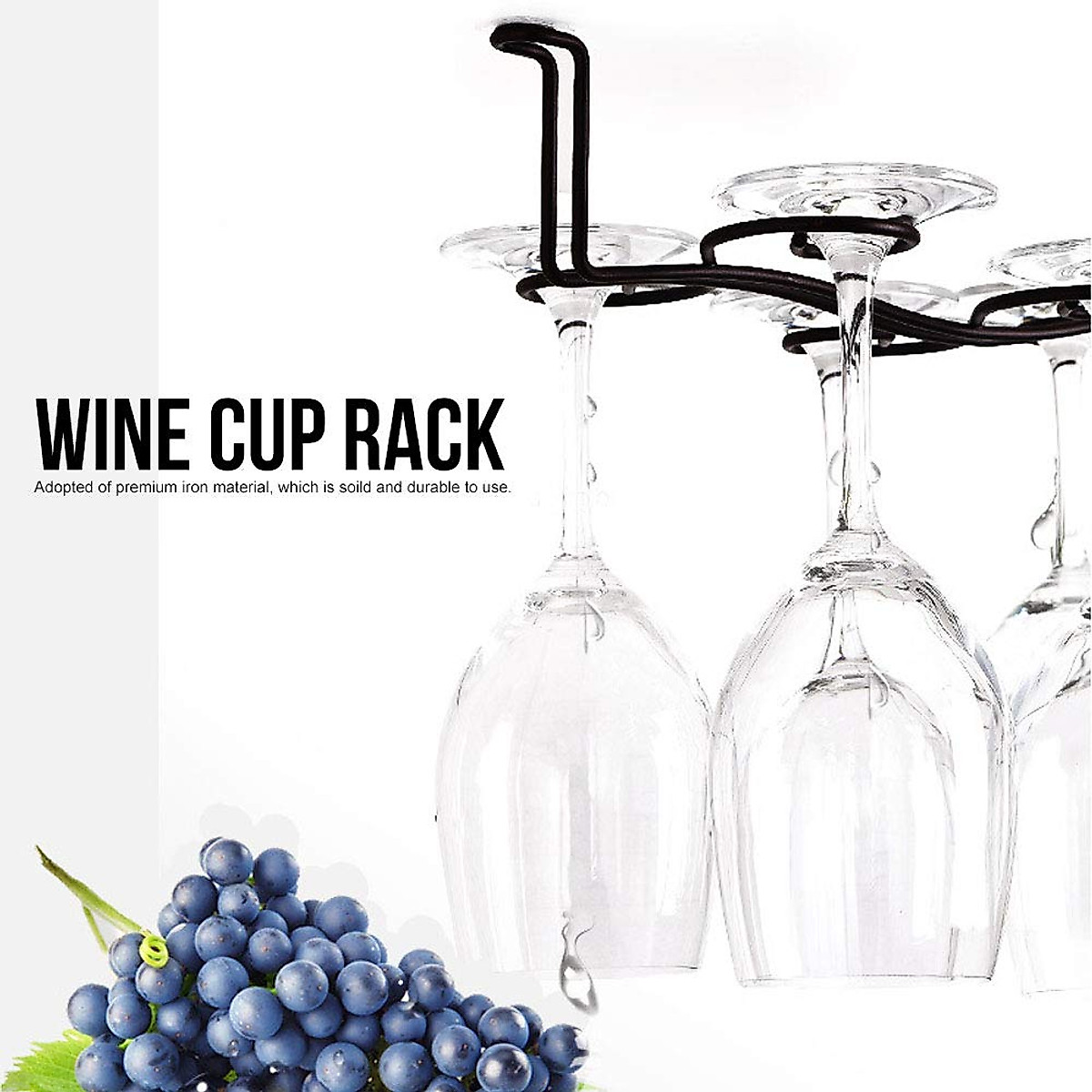 6 Bottles Wine Glass Rack,Cup Glass Stemware Iron Hanging Holder Organizer Under Cabinet Display Shelf Cup Storagefor Bar Kitchen