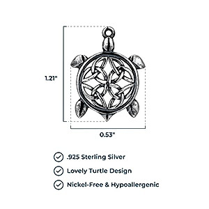 MORGAN & PAIGE Silver Turtle Celtic Knot Dangle Earrings for Women - 925 Sterling Silver Drop Earring Design, Lightweight and Hypoallergenic for Sensitive Ears with Secure Clasp