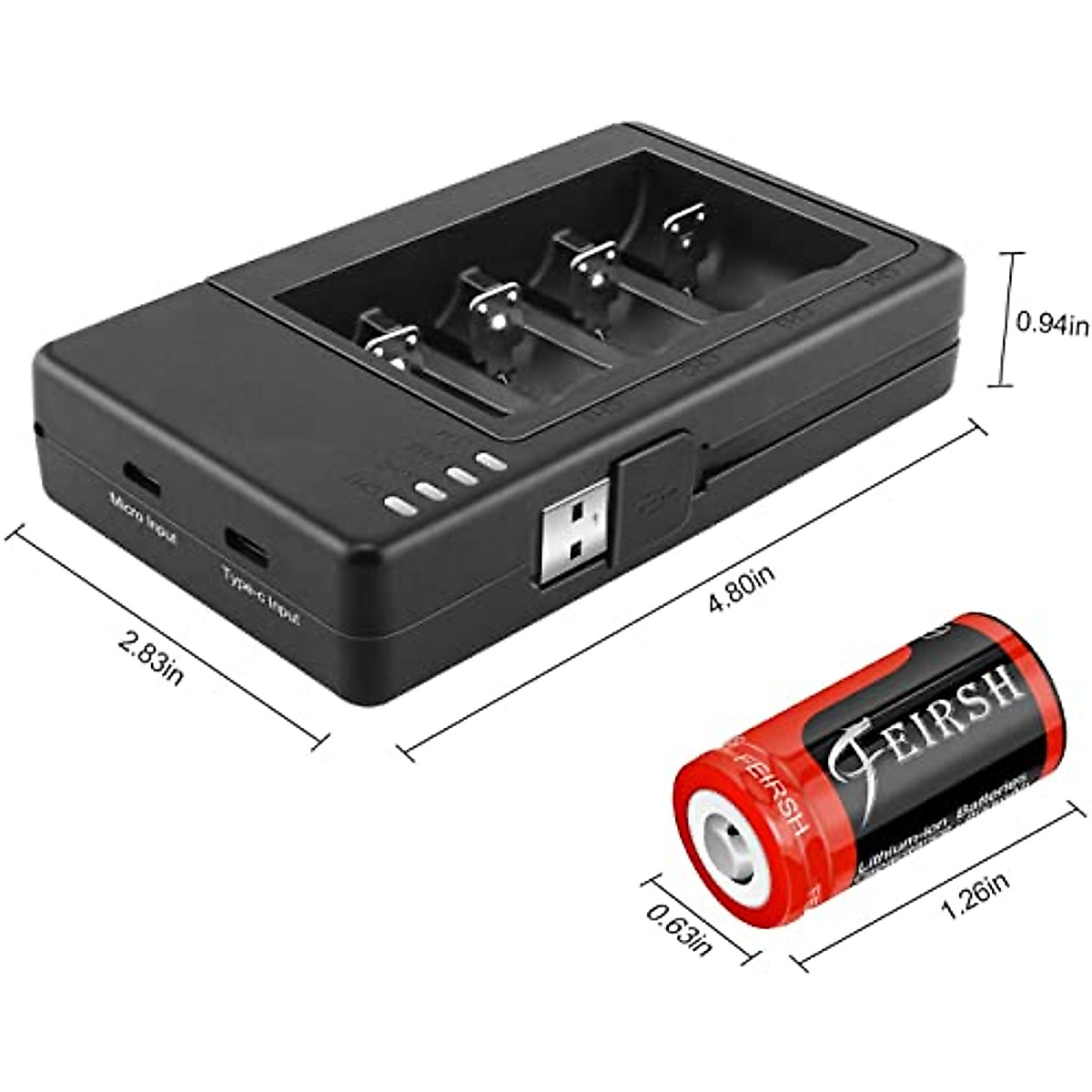 4 Pack CR123A Lithium Batteries,QUICKHELP 3.7V 800mAh [CAN BE RECHARGED] Arlo Batteries with Charger for Arlo Wireless Cameras VMC3030 VMK3200 VMS3330 3430 3530 and Flashlight Polaroid Microphone