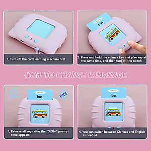 Toys for Ages 2-4 Talking Flash Cards for Toddlers 1-3,Preschool Learning Activities Flashcards,Educational Learning Kids Toys Boys 3-5 Or 3 Year Old Girl Gifts to Promote Speak and Spell (Pink)