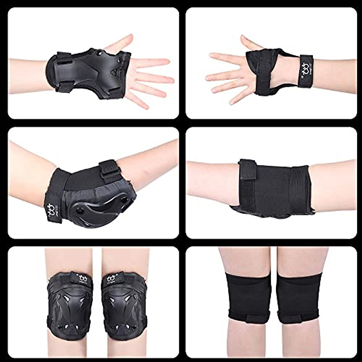 Kids/Youth/Adult Knee Pads Elbow Pads with Wrist Guards Protective Gear Set 6 Pack for Rollerblading Skateboard Cycling Skating Bike Scooter Riding Sports