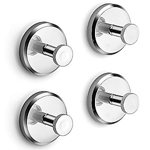 HOME SO Suction Cup Hooks for Shower, Bathroom, Kitchen, Glass Door, Mirror, Tile – Loofah, Towel, Coat, Bath Robe Hook Holder for Hanging up to 15 lbs – Waterproof & Rustproof, Chrome (4-Pack)