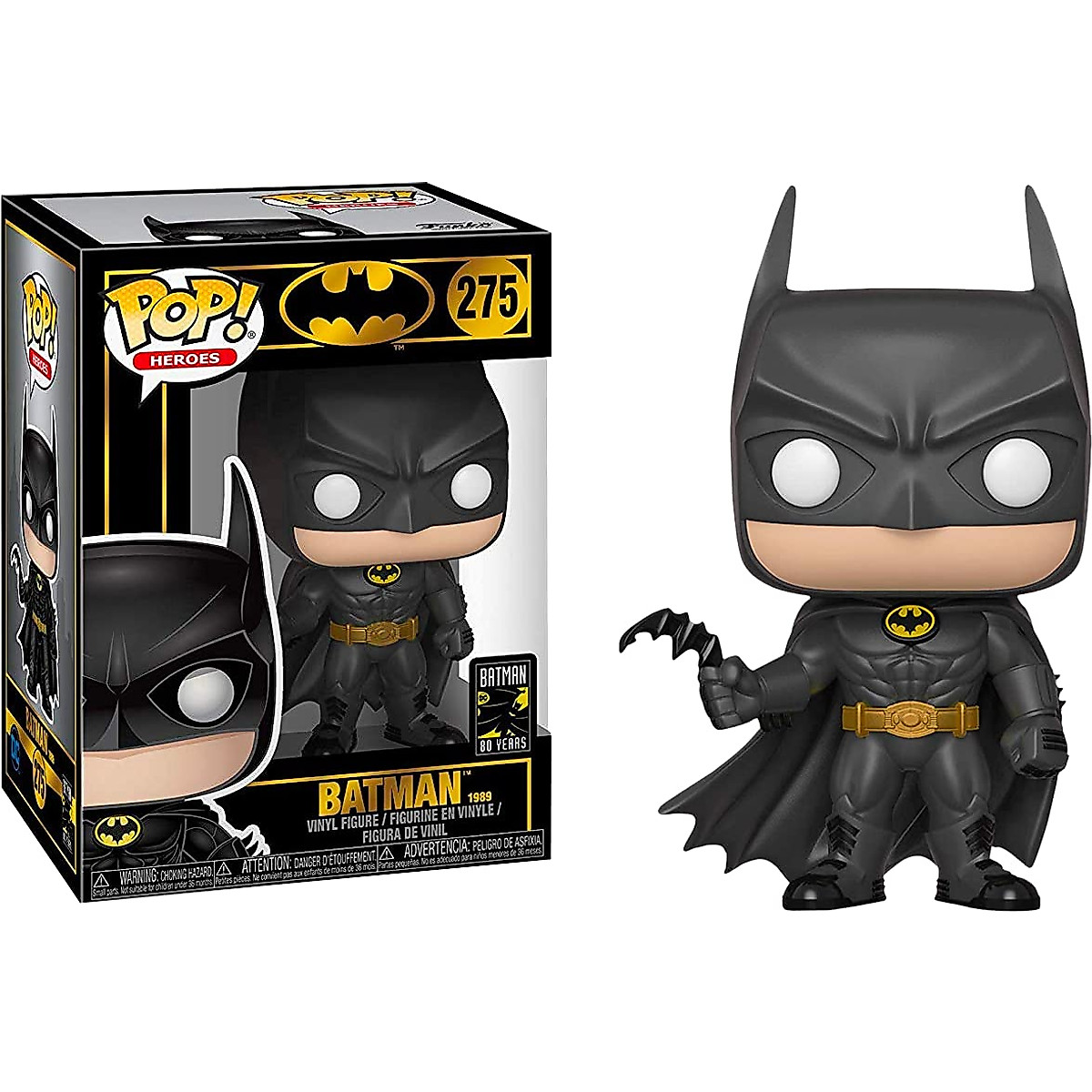 POP DC Heroes: Batman 80th - Batman (1989) Funko Vinyl Figure (Bundled with Compatible Box Protector Case), Multicolor, 3.75 inches