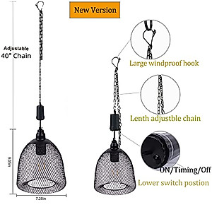 Battery Operated Hanging Light with 6 Hours Timer-Outdoor Indoor Pendant Chandelier Waterproof Lamp Lantern for Gazebo Porch Garden Patio Decorative Metal Warm White Bulb