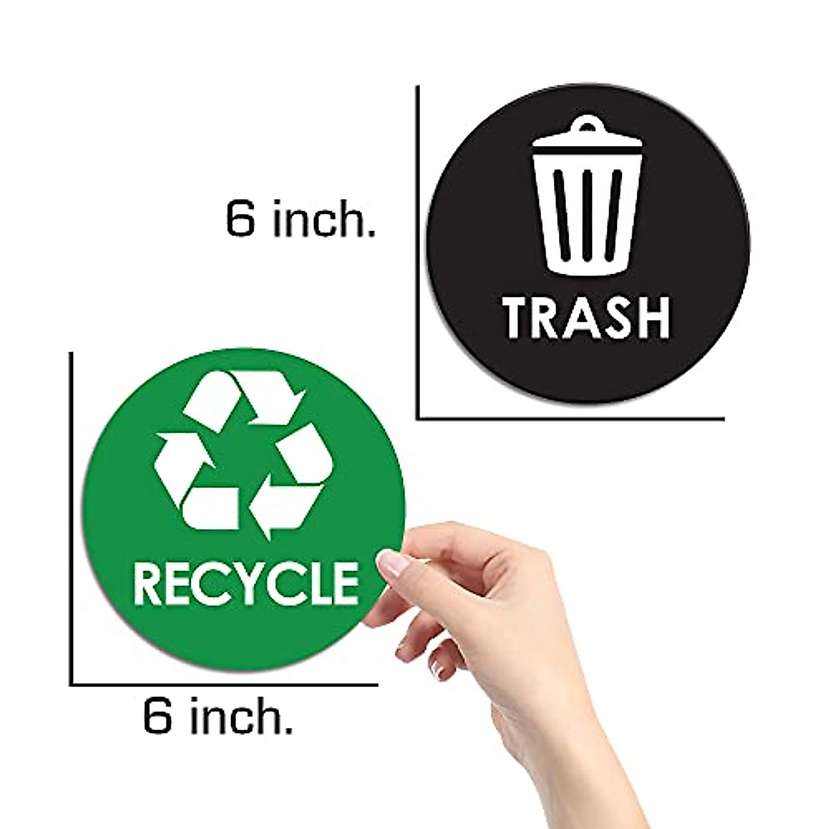 Pixelverse Design Recycle Sticker Trash Can Decal - 6" Large Recycling Vinyl - 4 Pack
