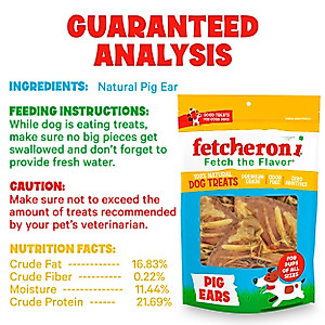 FETCHERONI Whole Pig Ears for German Shepherd Dogs Large - 40 Pack Long Lasting Dog Chews – Dog Treats One Ingredient Delicious All Natural Flavor – Easy to Digest Dog Treats for Large Dog