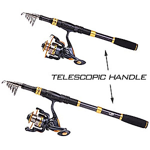 Sougayilang Telescopic Fishing Rod Reel Combos Portable Fishing Pole with Spinning Reel Fishing Carrier Bag for Travel Saltwater Freshwater Fishing-2.1M/6.89Ft
