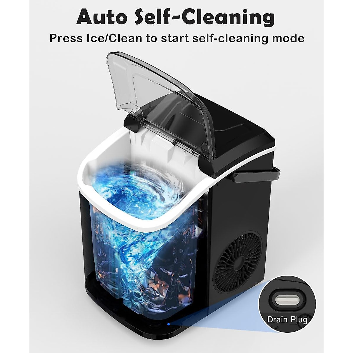 COWSAR Nugget Ice Maker Countertop, Chewable Pebble Ice 34Lbs Per Day, Crunchy Pellet Ice Cubes Maker Machine with Self Cleaning, Compact Portable Design for Home/Kitchen/RV/Office