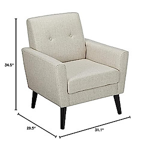 Christopher Knight Home Sienna Mid-Century Modern Fabric Club Chair, Beige 29.5D x 31.1W x 34.5H Inch