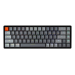 Keychron K6 68-Keys Compact Keyboard, Wireless Bluetooth/Wired Mechanical Keyboard with RGB Led Backlit Aluminum Frame Compatible with Mac Windows, Gateron Blue Switch