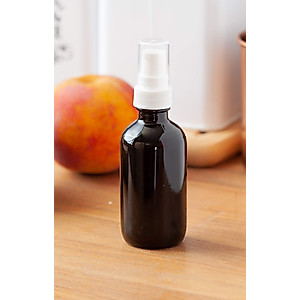 JUVITUS 2 oz Black Glass Luxury Boston Round Bottle White Treatment Pump (12 Pack) + Funnel