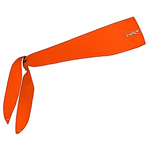 Halo Headband Halo I- Custom Fit- Tie Sweatband for Men and Women, No Slip With Moisture Wicking Dryline Fabric, Bright Orange,One Size