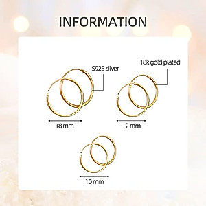 18K Gold Filled Small Hoop Earrings for Cartilage Women Hoops Piercing Earring Ear Cartilage Hoops Earring Handmade Tiny Thin Huggie Hoops Premium Quality Gold Plated Gift for Mom (10mm)