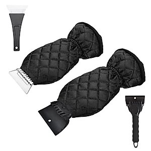 2 Pack Ice Scraper Mitt for Car Windshield,Ice Scraper with Glove Warming Car,Thickened Warm and Waterproof Ice Scraping Gloves,Snow Scraping Tools for Cars in Winter Accessories,Detachable Cleaner