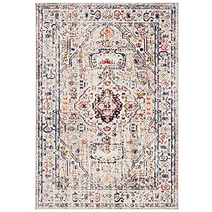 SAFAVIEH Madison Collection 6' x 9' Grey/Blue MAD468F Boho Chic Medallion Distressed Non-Shedding Living Room Bedroom Dining Home Office Area Rug