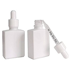 BEGIKET 12 Pack 1 oz Square Glass Dropper Bottle for Essential Oil, 30ml /1 oz White Coated Glass Bottle with Eye Droppers, for Perfume,Serums and Liquids (Matte White)