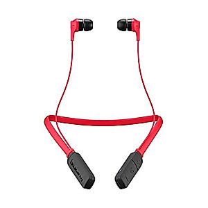 Skullcandy Ink'd Bluetooth Wireless Earbuds with Microphone, Noise Isolating Supreme Sound, 8-Hour Rechargeable Battery, Lightweight with Flexible Collar, Red/Black
