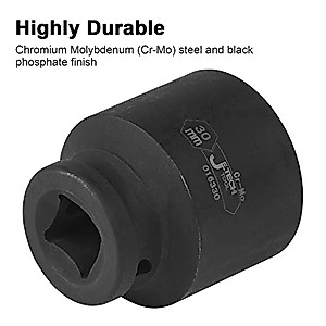 Jetech 1/2 Inch Drive 30mm Standard Impact Socket, Chrome Molybdenum Alloy Steel, 6-Point Hex Shallow Socket for Ratchets, Torque Electric Wrenches, Strong and Durable, Metric