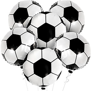KatchOn, Soccer Balloons for Senior Night Decorations - 18 Inch, Pack of 6 | Soccer Ball Balloons, Soccer Birthday Decorations | Soccer Ball Foil Balloons for Party, Soccer Party Decorations for Boy