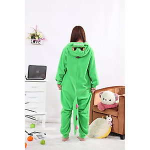 Honeystore Unisex Dinosaur Animal Cosplay Costume One Piece Pajamas Halloween ,Green Dinosaur,XL(Height: 176-180cm/69-71in)