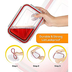 Utopia Kitchen Plastic Food Storage Container Set with Airtight Lids - Pack of 6 (3 Containers & 3 Snap Lids)- Reusable & Leftover Food Lunch Boxes - Leak Proof