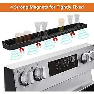 AWOKE Stove Top Shelf 30 Inch - Silicone Material Magnetic Shelf for the Stove - 3 Functional Partitions Kitchen Spice Rack Organizer - Dark Grey