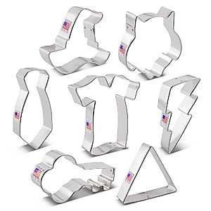 Witchcraft and Wizardry Cookie Cutters 7-Pc. Set Made in the USA by Ann Clark, Robe, Tie, Owl, Lightning Bolt, Witch's Hat, and more