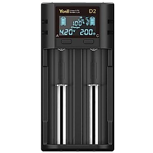 18650 Battery Charger,2 Bay Smart LCD Display Intelligent Battery Charger for 3.7V Rechargeable Battery 18650,26650,21700,18500,18350,16650,1.2V Ni-MH Ni-Cd A AA AAA IMR Batteries