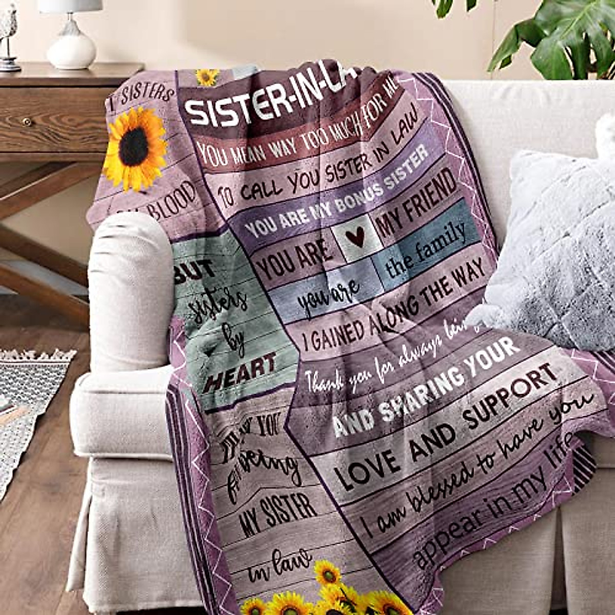 Quilazy Mothers Day Sister in Law Gifts for Sister in Law, Sister in Law Birthday Gifts, Gift for Sister in Law, Sister in Law Wedding Mother's Day Birthday Gift for Sister in Law Blanket 60"x 50"