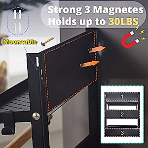 Couah Foldable Refrigerator Organizer Magnetic Fridge Spice Rack Paper Towel Holder Multi-Purpose Kitchen Storage Shelf Rustproof Spice Jars Holder, Black