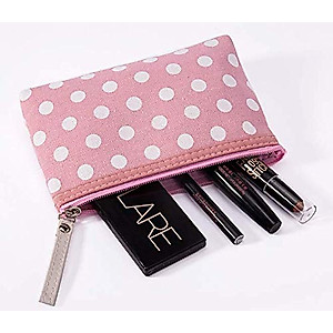 HappyDaily Pack of 5 Fashion Design Muliti-Functional Bag Makeup Bag Cosmetic Pouch Travel Toiletry Carrying Purse (Polka Dot(Pink/Red/Sky Blue/Dark Blue/Black))