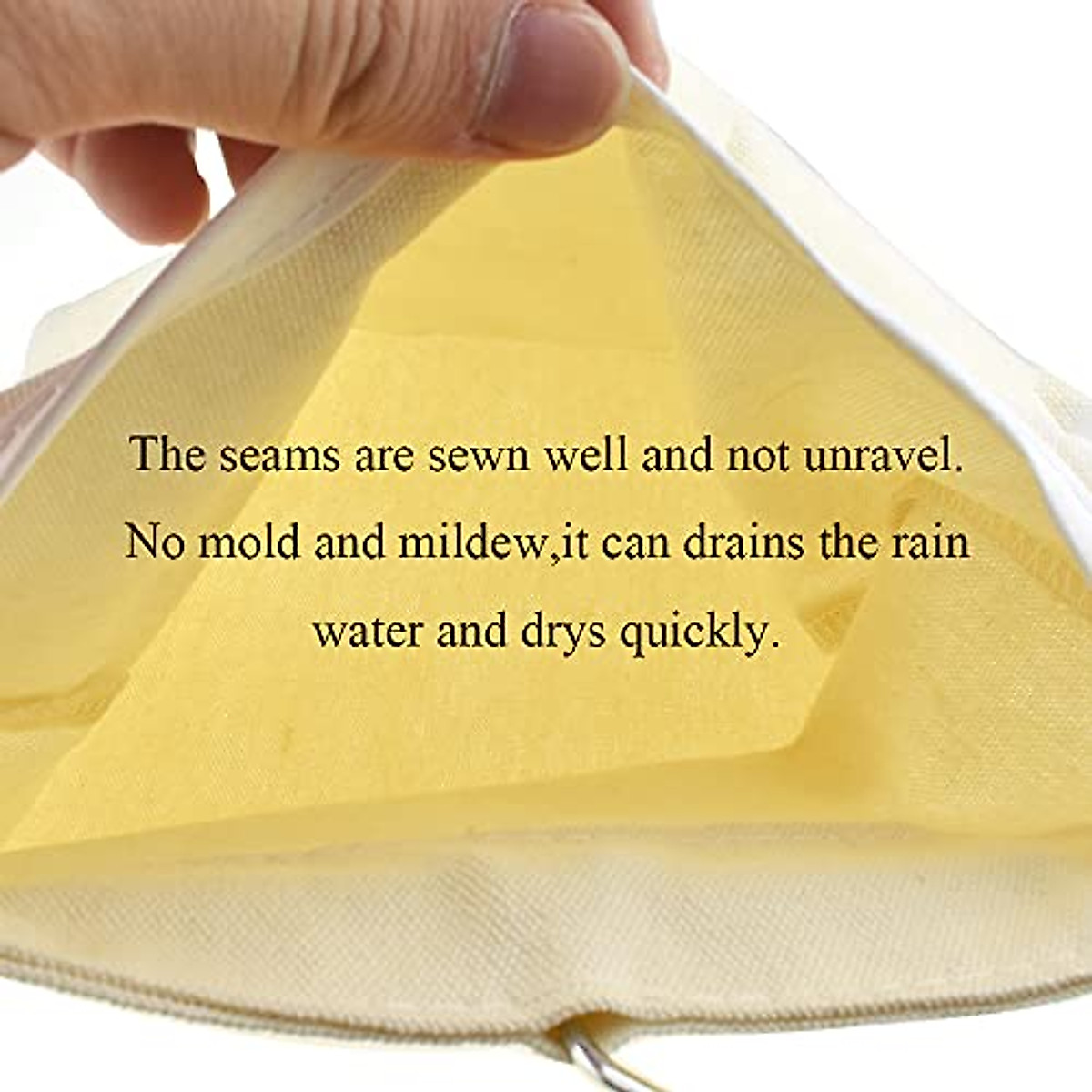 HAHIYO Canvas Clothespin Laundry Bag Hanging Storage Organizer Holds Pins Sturdy 12.2 x 10.45in Roomy Deep Easy Reach Grab for Sliding Easy Hook Clothesline Rod Not Pierce Cloth Washable No Mold 1 PCS