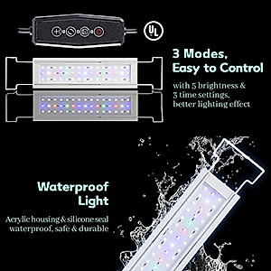 LAQUAL Aquarium Starter Kit (3 Gal), Rimless Glass Low Iron Fish Tank, Ultra Clear Fish Tank with Filter and Light, Small Beta Fish Tank & Filter with Surface Skimmer & 3-Mode LED Light