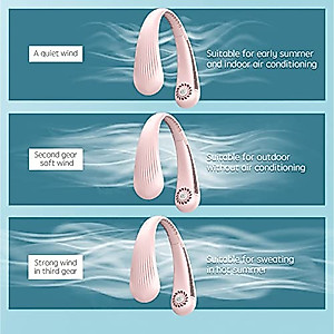 Neck Fan, 6000mAh Portable Fan Personal Fan Hands Free Bladeless Neck Fan 3 Speeds Adjustment 360° Cooling USB Wearable Fan Rechargable Hanging Neck Fan for Women, Men, Office, Travel, Outdoor