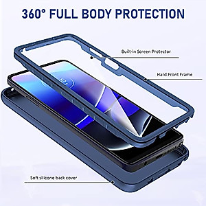 PUJUE for Motorola Moto G-Stylus 5G-2022 Case: Silicone Shockproof Protective Cell Phone Case - Slim Rugged Dual Layer 360 Full Protection Durable Tough Drop Proof Bumper (Navy Blue)