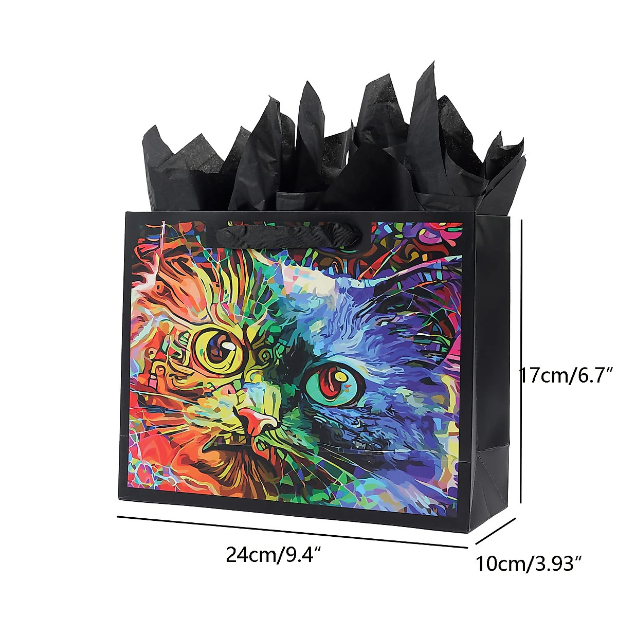 ysmile Premium Gift Bag with Wrapping Tissue Boutique Paper Bag with Handle Medium Size 9 Inch - Cat