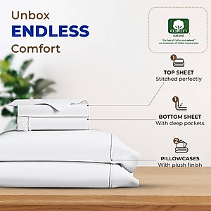 THREAD SPREAD 100% Egyptian Cotton Sheets Full Size - 600 Thread Count White Sheet, 4 PC 16" Deep Pocket Full Size Sheets Sets, High Thread Count Soft Cooling Sateen Weave Cotton Hotel Luxury Sheets