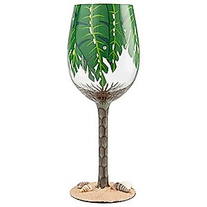 Enesco Designs by Lolita Palm Tree Artisan Wine Glass, 1 Count (Pack of 1), Multicolor