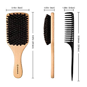 Sosoon Hair Brush, 100% Pure Boar Bristle Paddle Brush for All Hair Types, Restore Shine & Texture and Makes Hair Smooth & Health