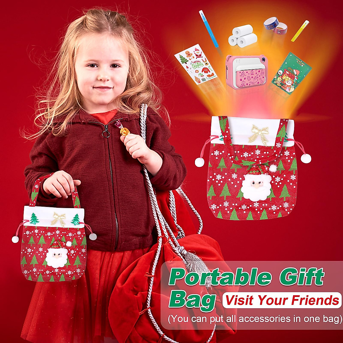 USHINING Instant Print Camera for Kids 12MP Digital Print Camera for Kids Aged 3-12 1080P Instant Camera for Kids with 32GB SD Card,Color Pens,Print Papers (Pink)