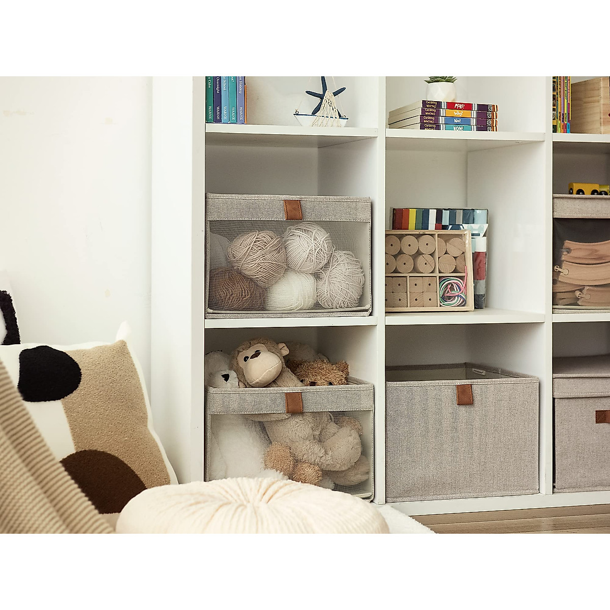 StorageWorks 3-Pack Closet Storage Bins with 2-Pack Decorative Storage Boxes