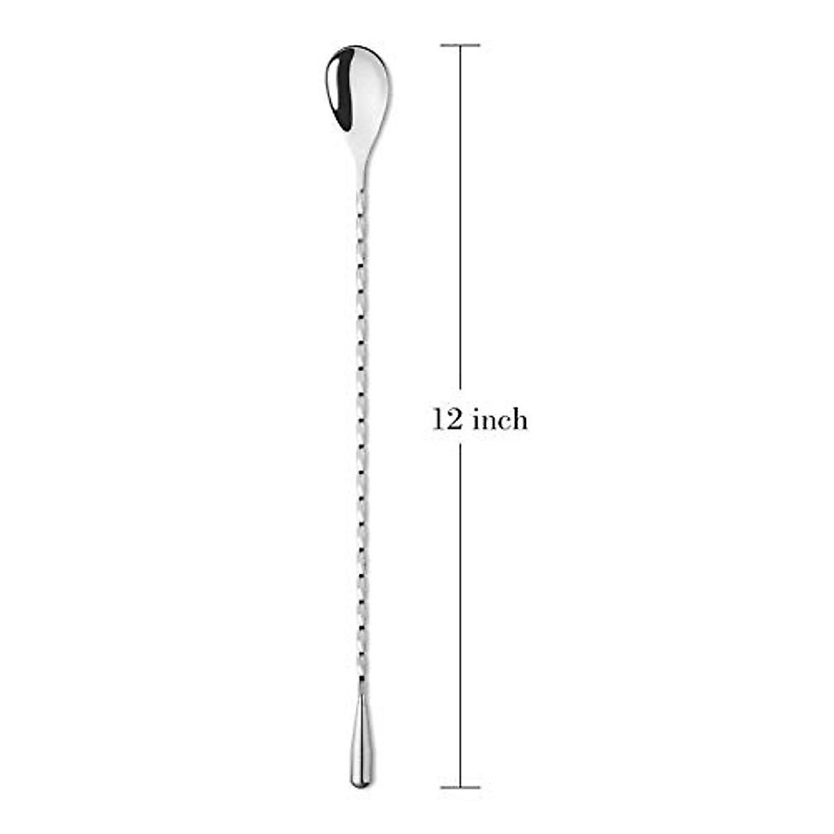 6 Pcs 12 Inch Bar Mixing Spoon Cocktail Spoon Stainless Steel Bar Long Spoon With Spiral Pattern