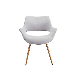 CangLong Upholstered Dining Accent Arm Chairs with Natual Color Metal Legs for Kitchen, Dining, Living, Guest, Bed Room, Set of 1, Grey