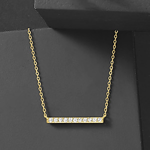 Ross-Simons 0.25 ct. t.w. Diamond Bar Necklace in 18kt Gold Over Sterling. 16 inches