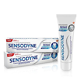 Sensodyne Repair and Protect Whitening Toothpaste, Toothpaste for Sensitive Teeth and Cavity Prevention, 3.4 oz (Pack of 2)