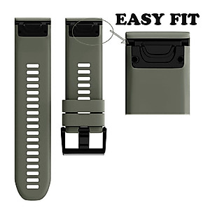 ANCOOL for Fenix 5 Watch Band/Fenix 6 Watch Band/Garmin Fenix 7 Band 22mm Soft Silicone Bands Compatible With Garmin S62 Watch Bands/Fenix 5 PLUS Band(Black,Grey,Army Green)