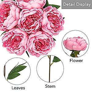 Softflame Artificial/Fake/Faux Flowers - Peony Hot Pink 6PCS for Wedding, Home, Party, Restaurant (850923)